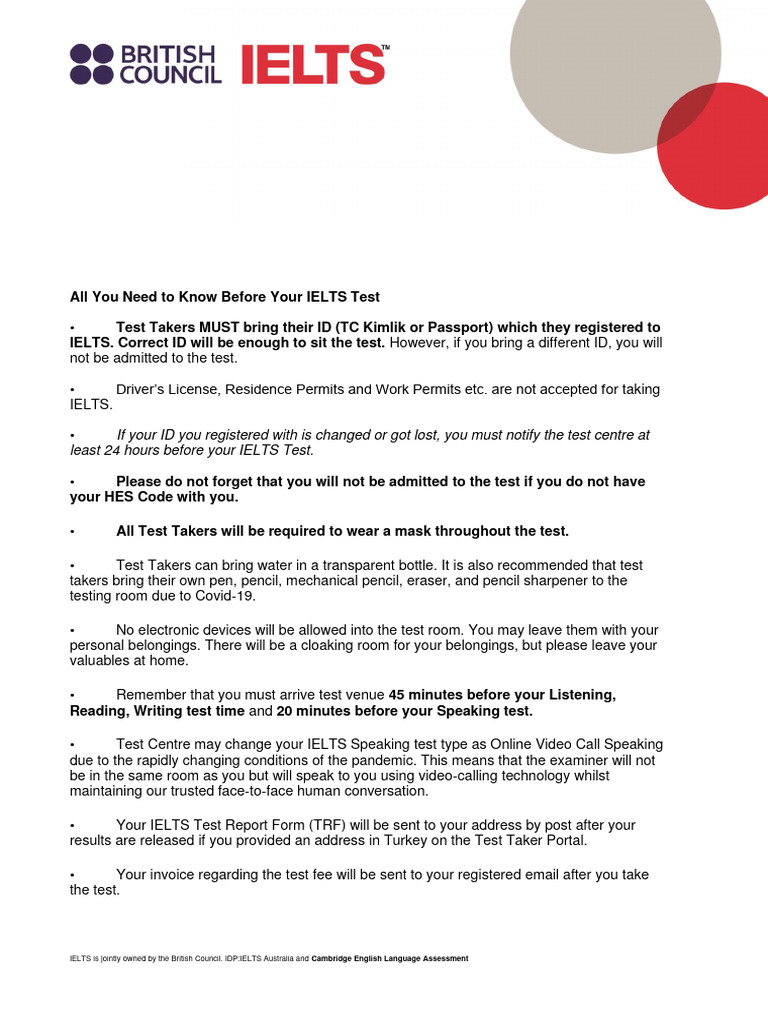 All You Need To Know Before Your Ielts Test Pdf International