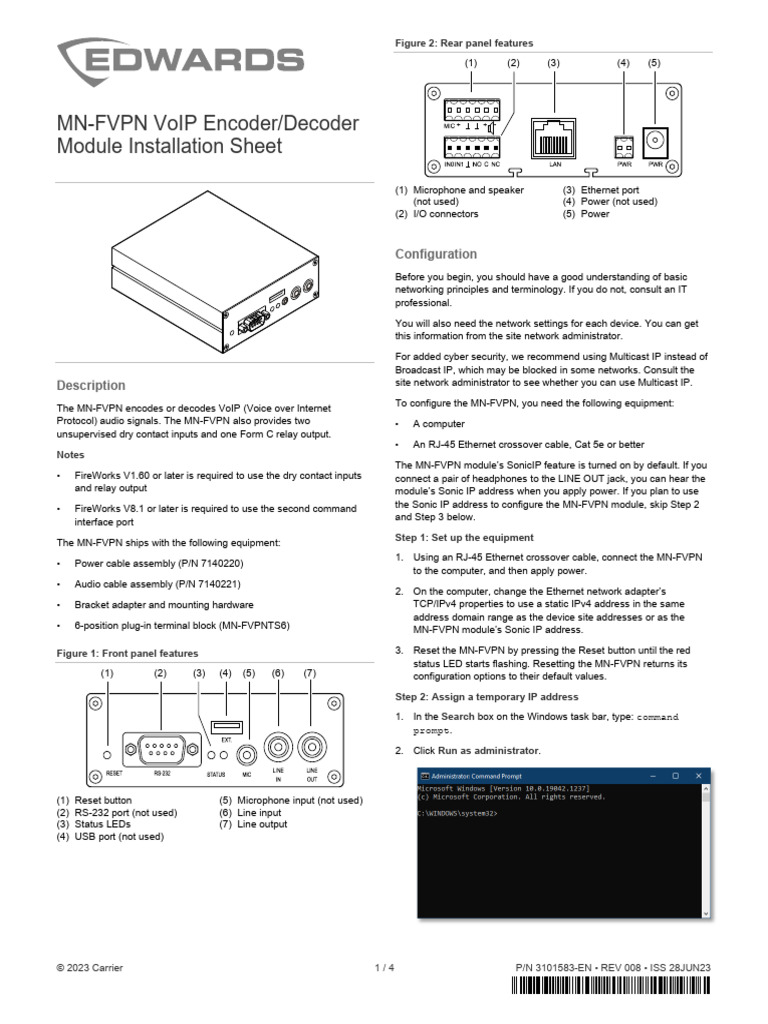3101583-EN R008 MN-FVPN VoIP Encoder-Decoder Module Installation Sheet ...