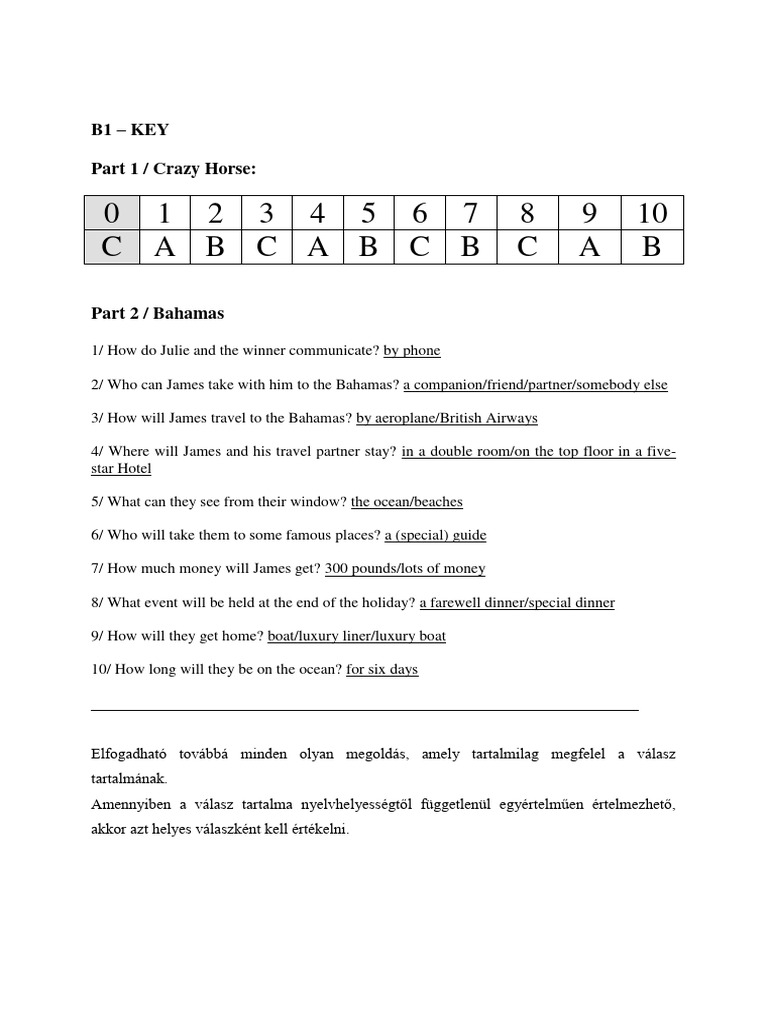 En Listening b1 Key | PDF