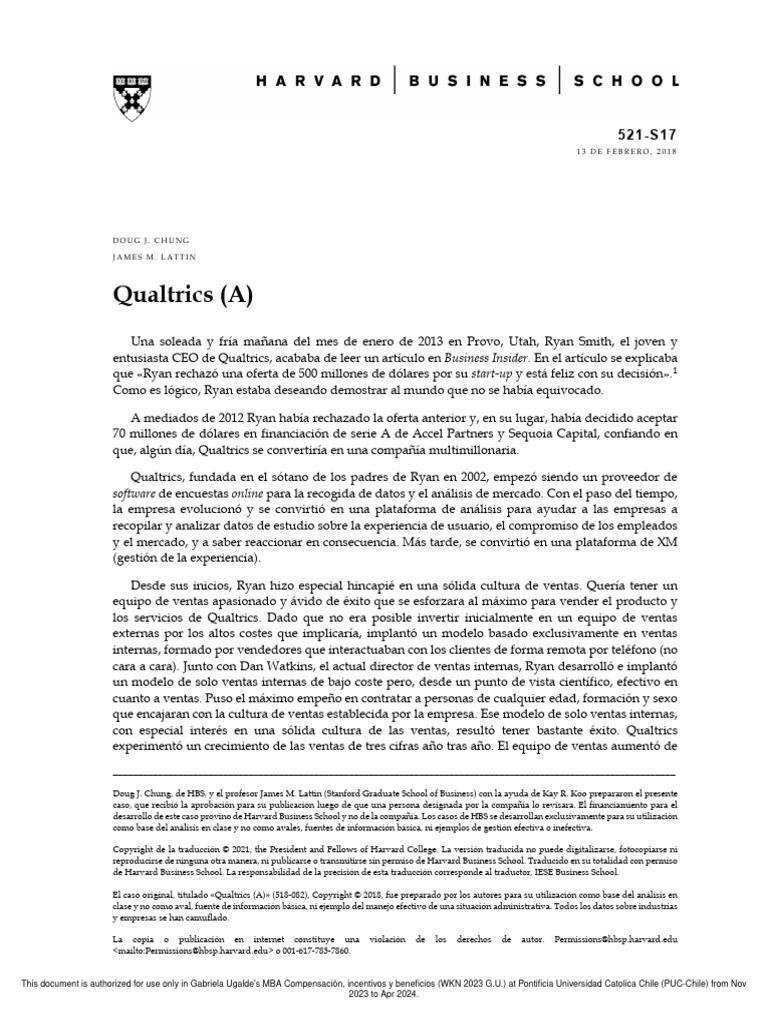 Qualtrics (A) | PDF | Business | Salario