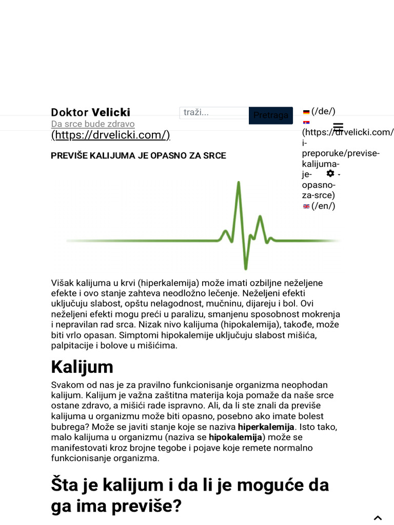 Previše Kalijuma Je Opasno Za Srce - Operacija SRC | PDF