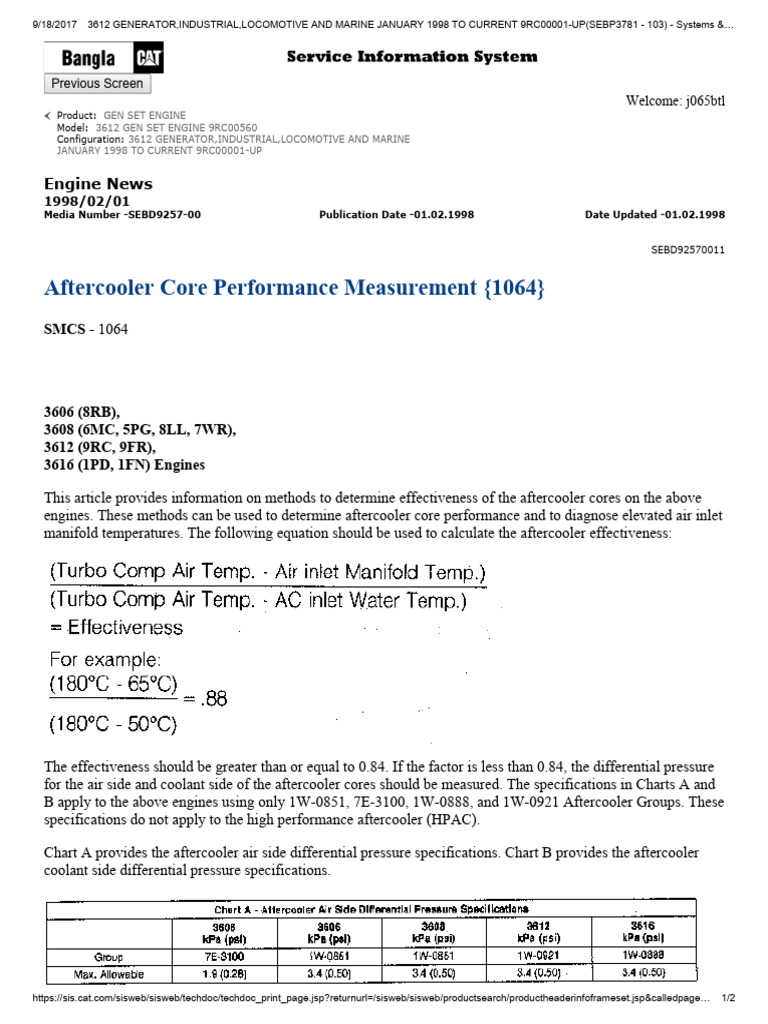 Aftercooler Core Performance Measurement | PDF | Physical Sciences ...