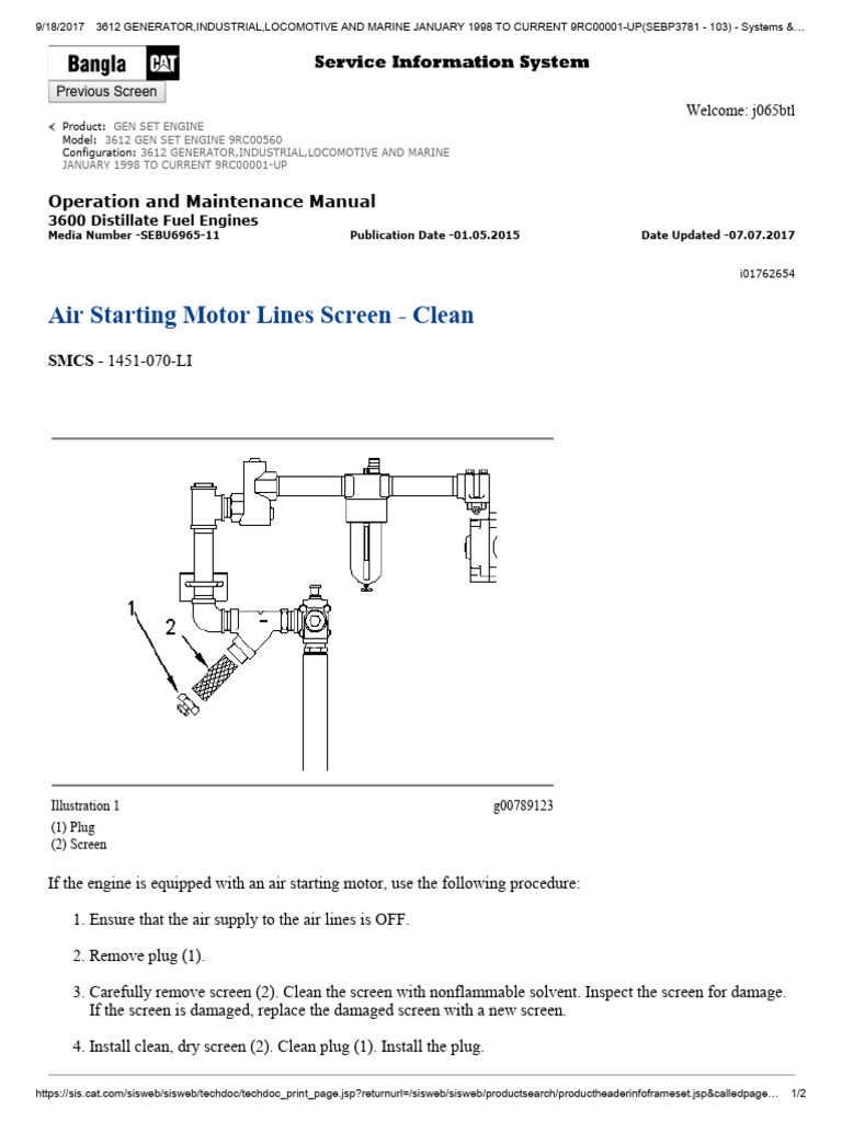 Air Starting Motor Lines Screen - Clean### | PDF