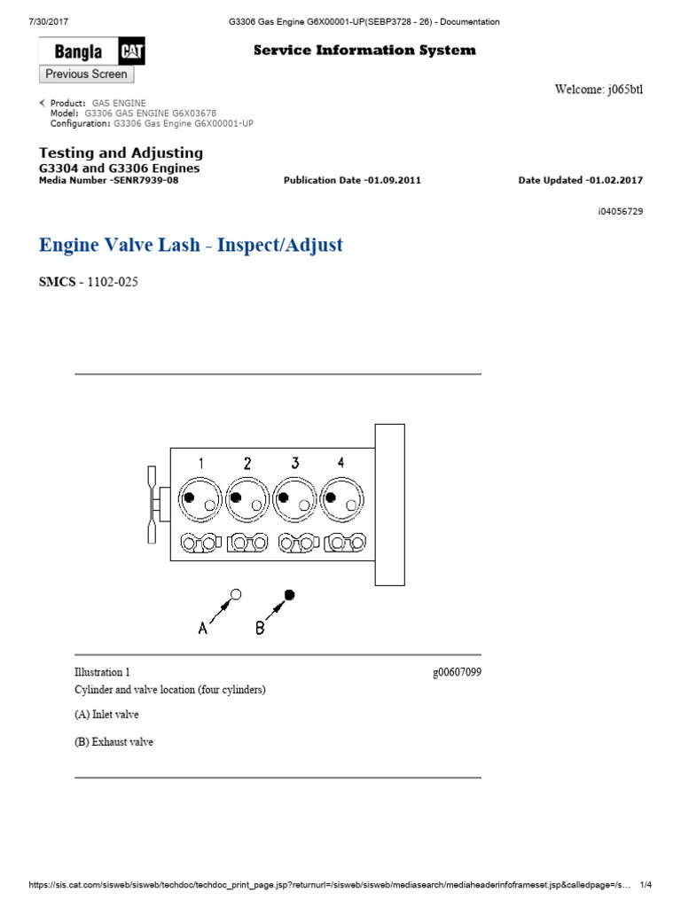 Engine Valve Lash - Inspect Adjust | PDF | Valve | Piston