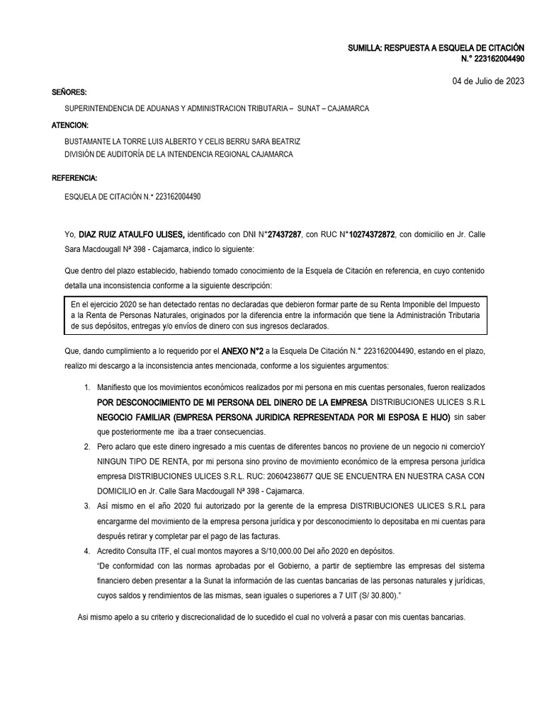 Descargo Modelo | PDF