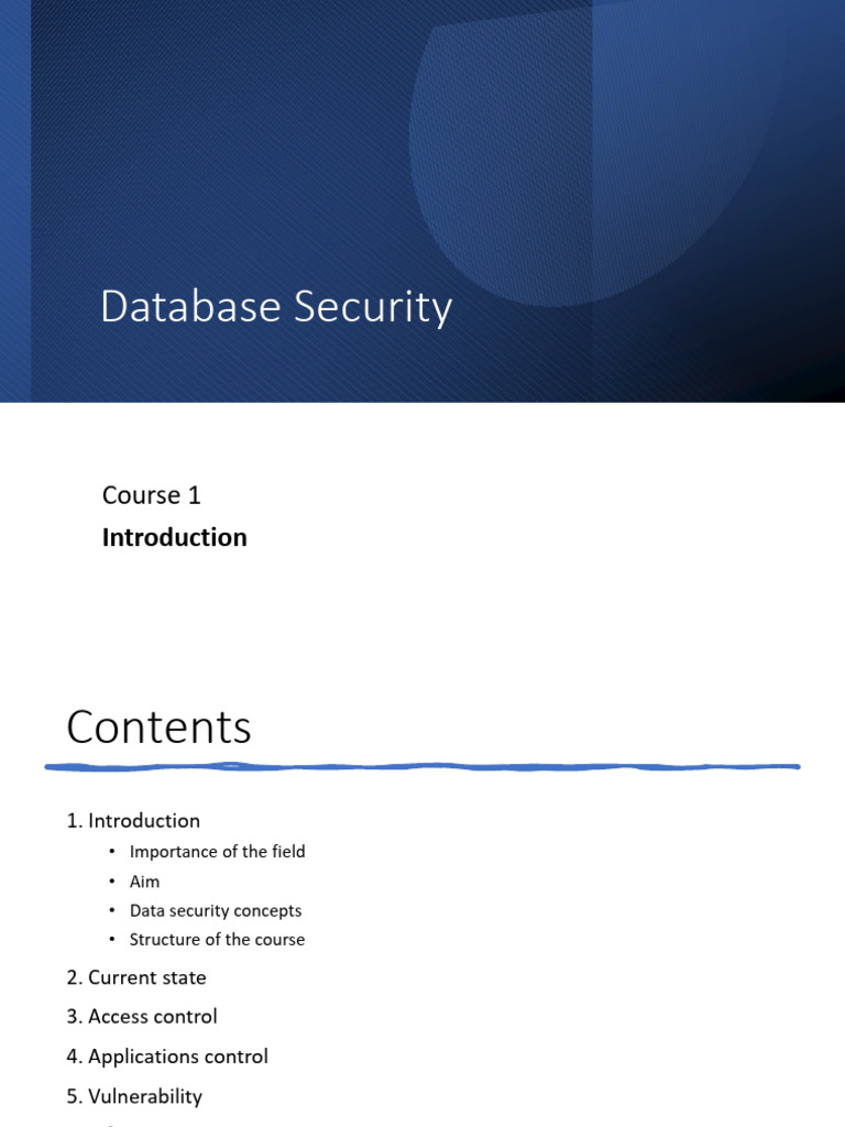 Course1 DBSecurity Intro | Download Free PDF | Computer Access Control | Information Security