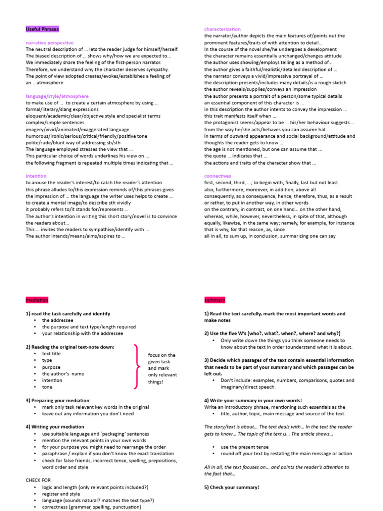 Cheat Sheet | PDF | American Dream | Narration