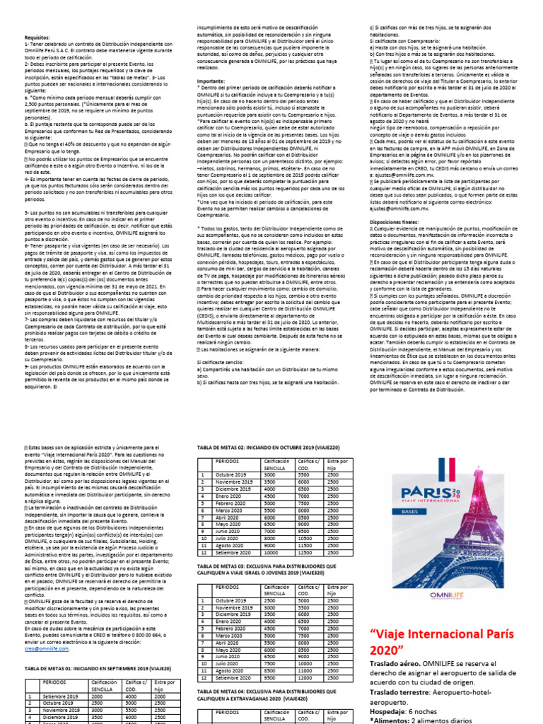 Triptico Bases Paris | PDF | Visa de viaje