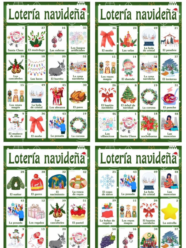 Lotería Navideña - 40 Tablas | PDF