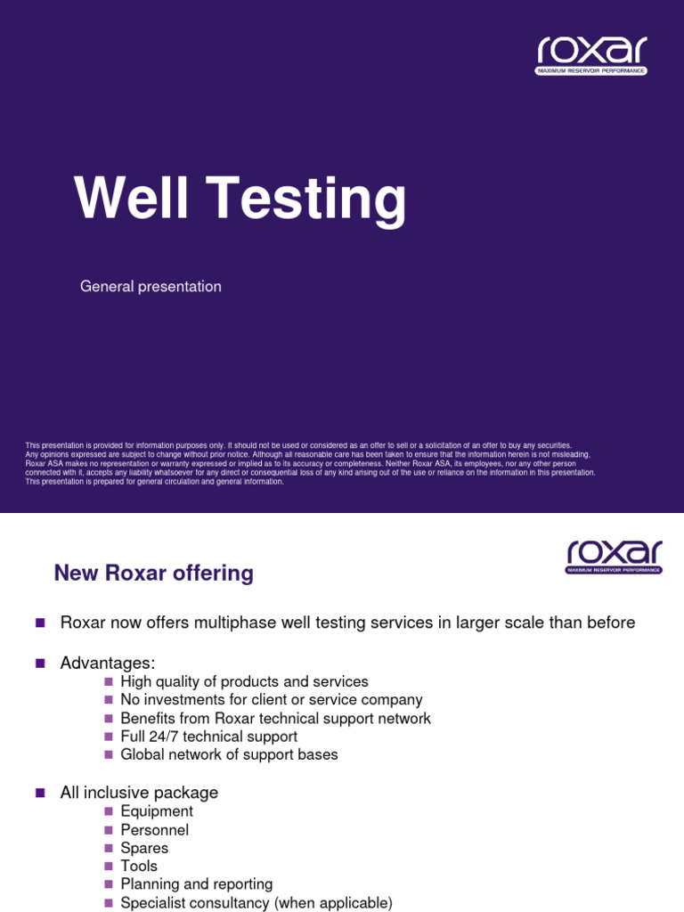 Roxar Multiphase Well Testing Services | PDF