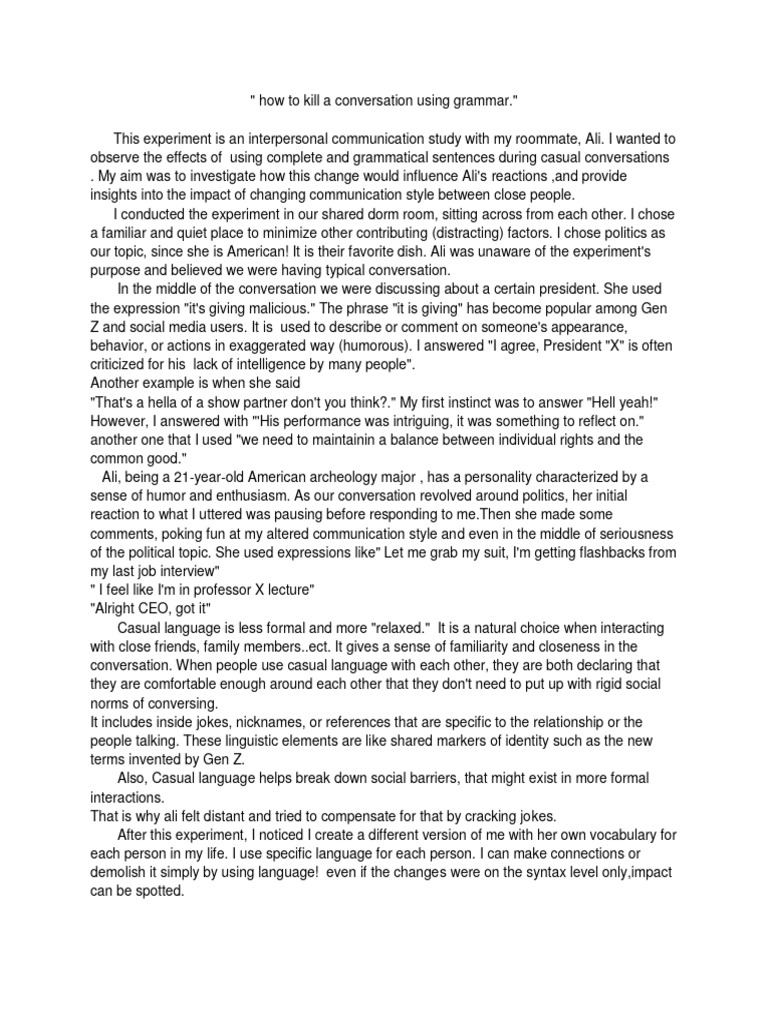 Impact of Grammar on Conversations | PDF | Communication | Conversation