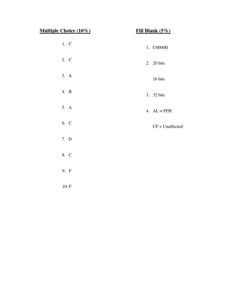 Microcomputers and Interfacing Final Exam Answer Key | Download Free PDF | Pointer (Computer ...