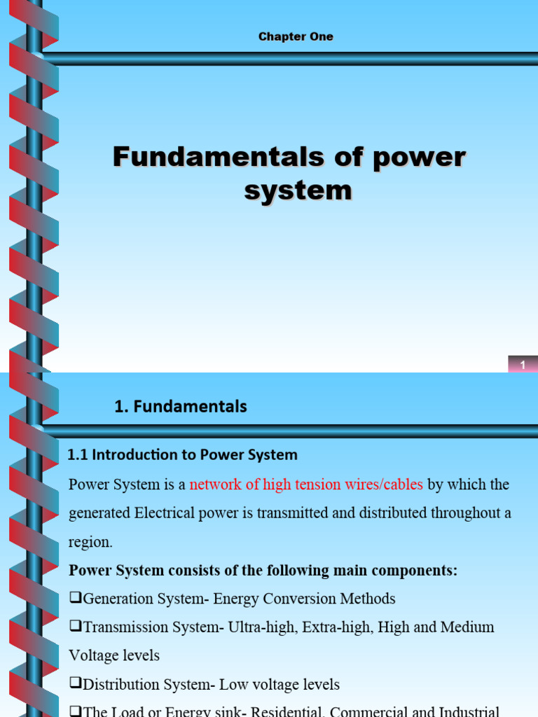 CHAP 1, Lecture 1-A Fundamental's of Power System | PDF | Electric ...