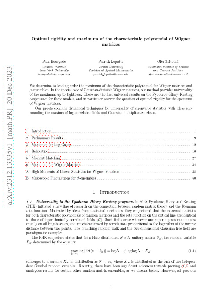 Optimal Rigidity and Maximum of The Characteristic Polynomial of Wigner ...
