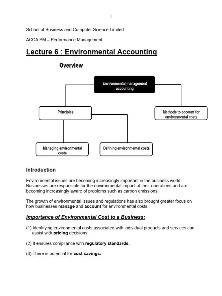 Lecture 6 Environmental Accounting | PDF | Life Cycle Assessment | Cost