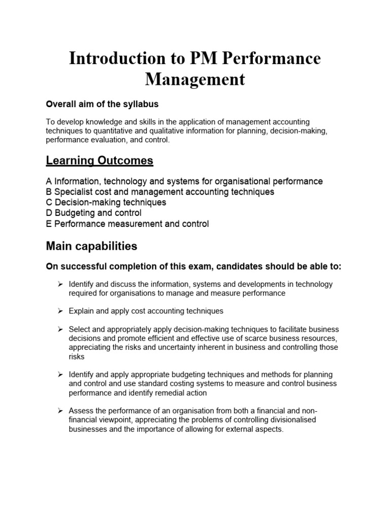 Introduction to PM Performance Management | PDF