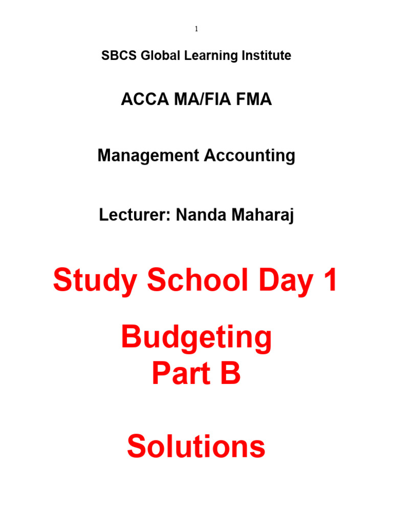 ACCA MA - Fma Study School Budgeting Part B Solutions | PDF | Inventory ...