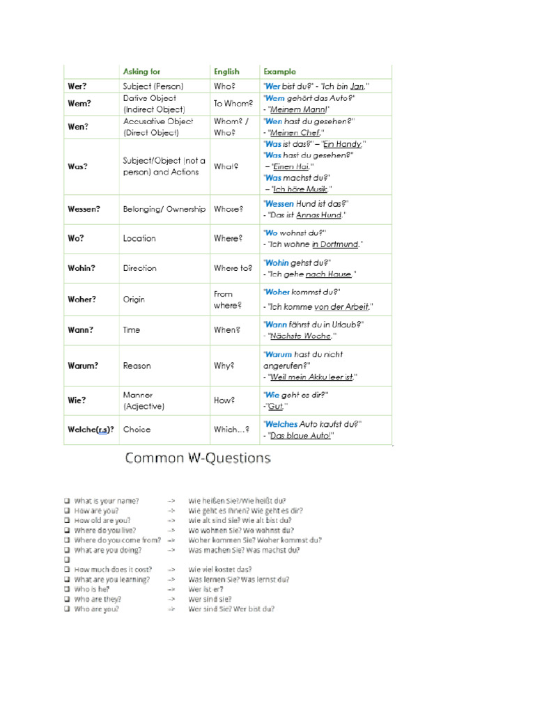 German Questions | PDF