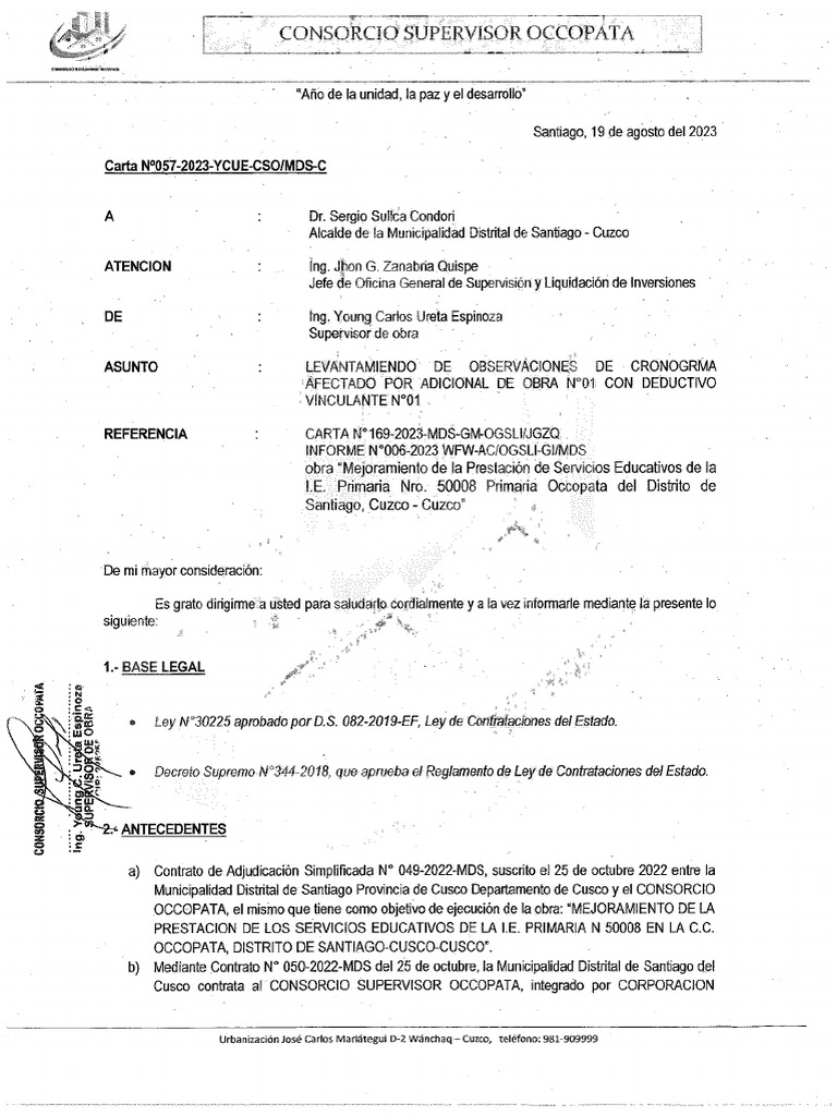 Carta Nº057 2023 Ycue Cso Mds C | PDF