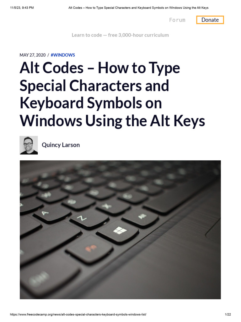 Alt Codes - How To Type Special Characters and Keyboard Symbols On ...
