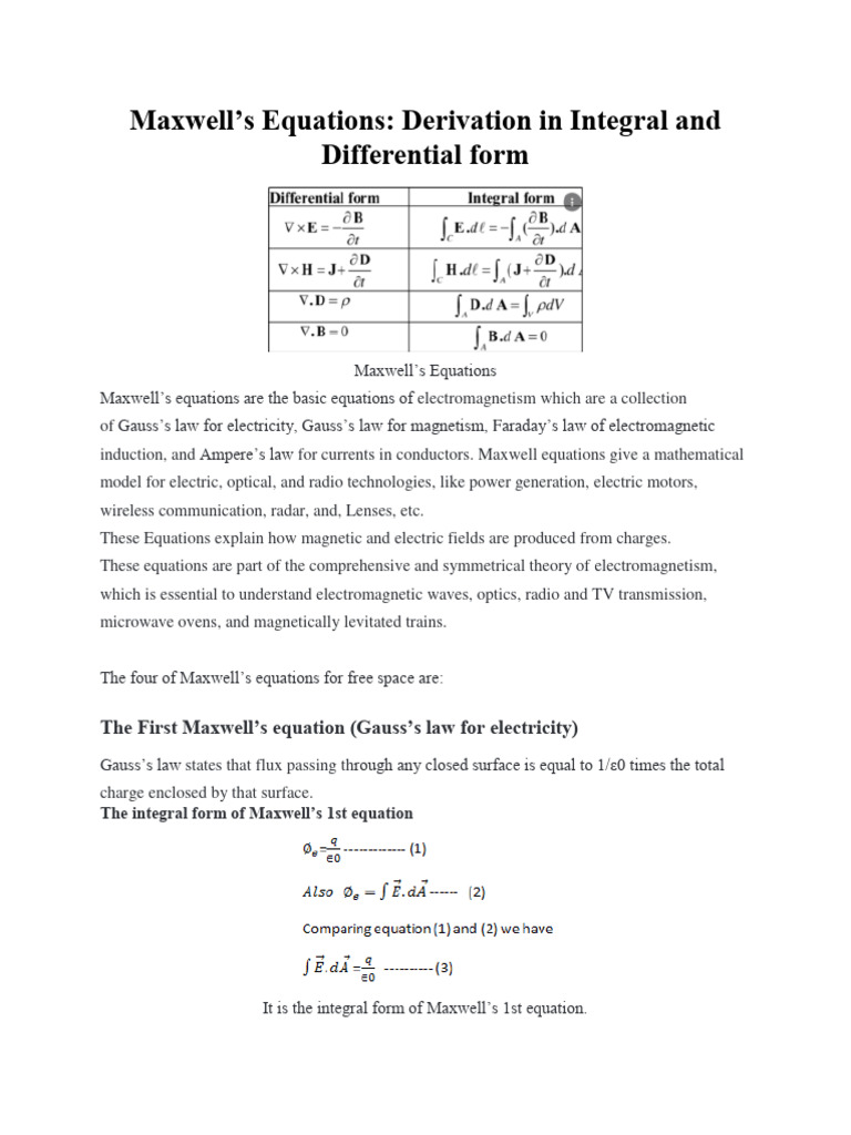 Maxwell's Equations | Download Free PDF | Maxwell's Equations ...