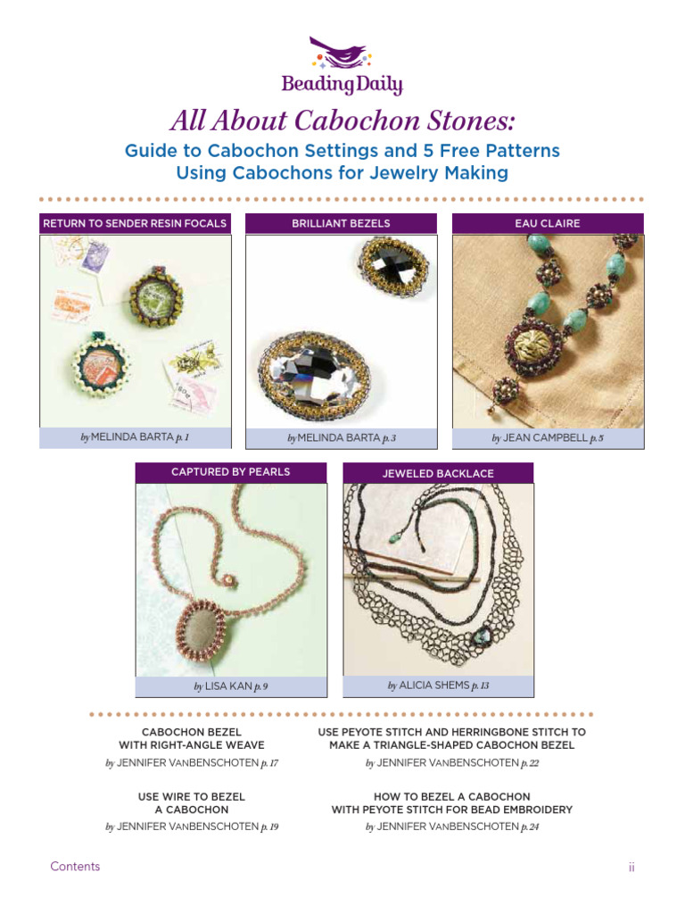 Cabochon Settings and Patterns Using | PDF | Beadwork | Bead