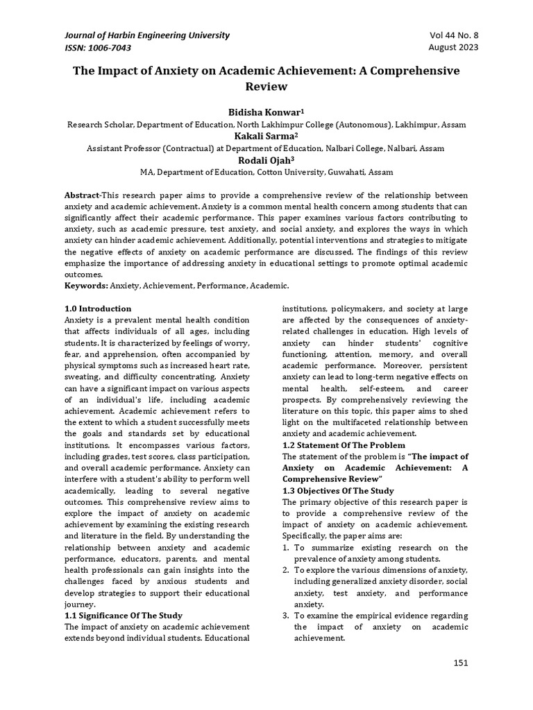 Anxiety's Impact on Academic Success | PDF | Anxiety | Self Efficacy