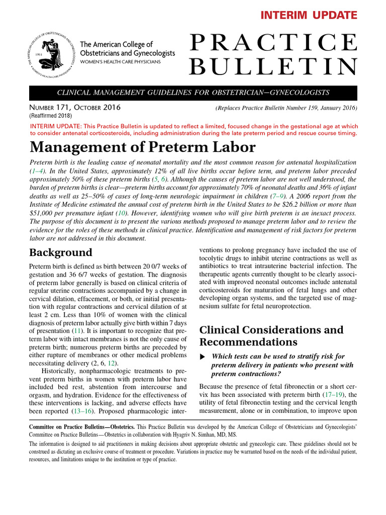 Preterm Labor | PDF