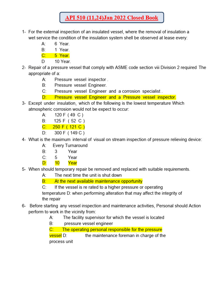 API 510.jan 2022open Closed | Download Free PDF | Corrosion | Pressure