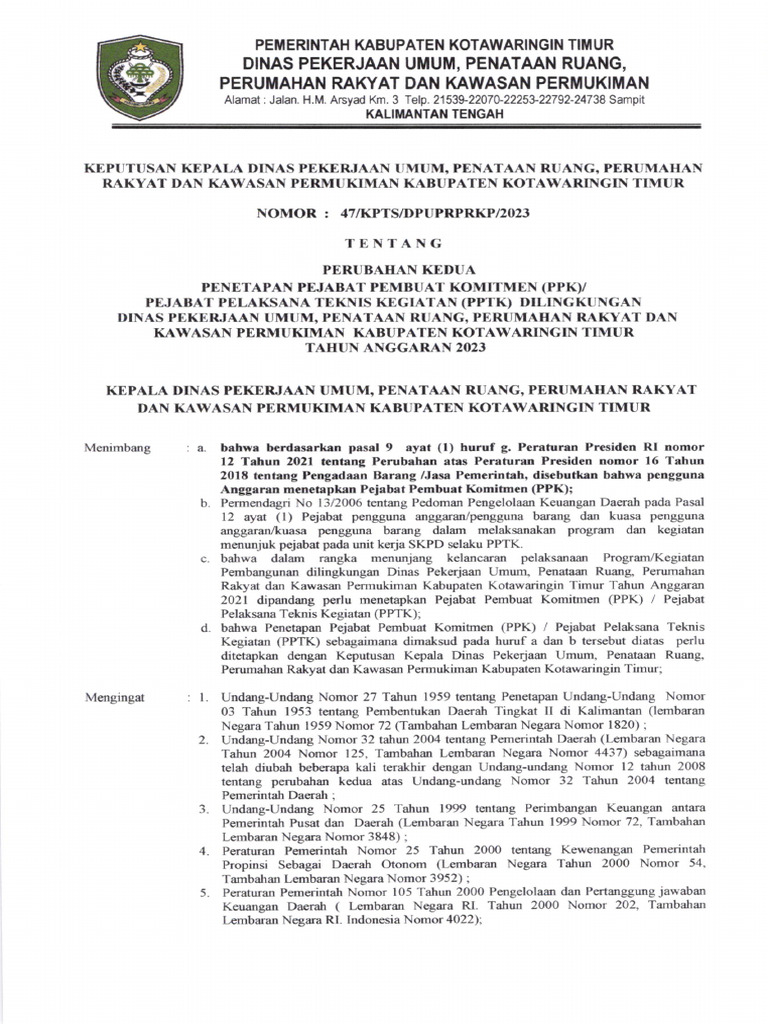 SK PPK Perubahan Ke 2 2023 | PDF