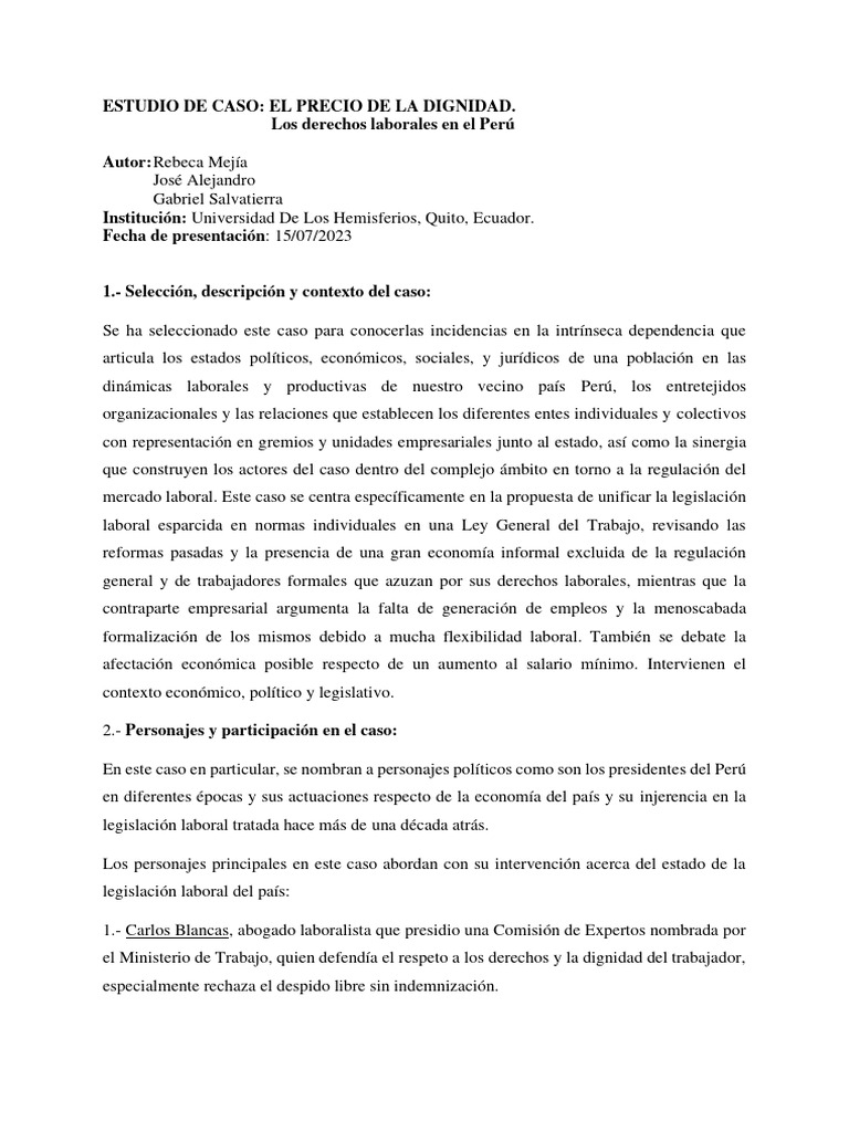 Derechos Laborales en Perú: Un Dilema | PDF | Derecho