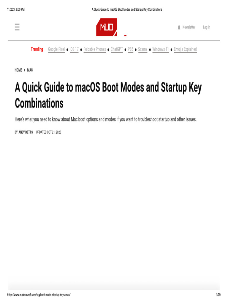 A Quick Guide To macOS Boot Modes and Startup Key Combinations | PDF