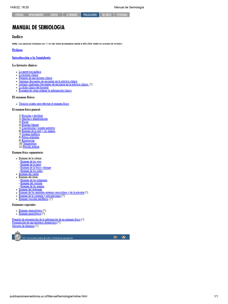 Manual de Semiologia Uc | PDF