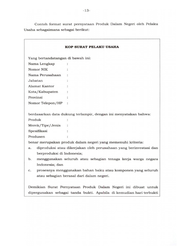 Contoh Pernyataan Self Declare Dari Pelaku Usaha | PDF