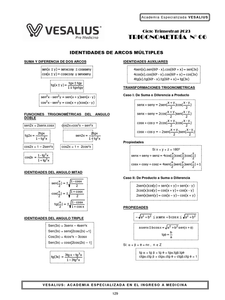 06 Trigonometría - Identidades de Arcos Multiples 129 - 132 | PDF | Análisis complejo ...