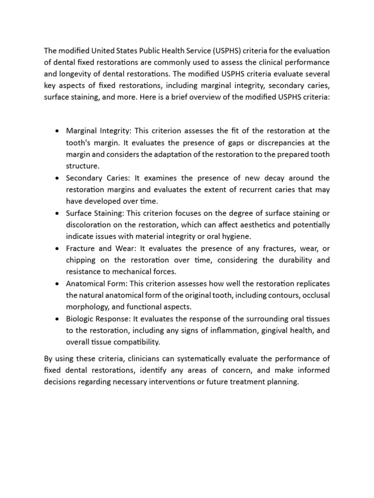 USPHS Criteria | PDF