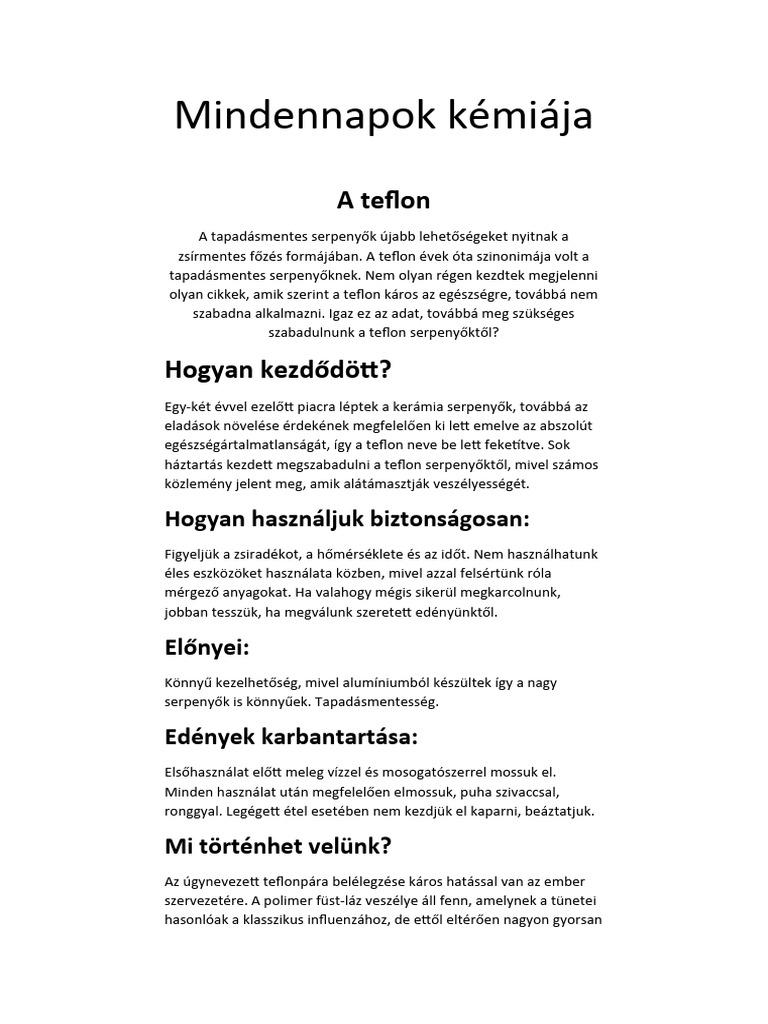 Mindennapok Kémiája | PDF