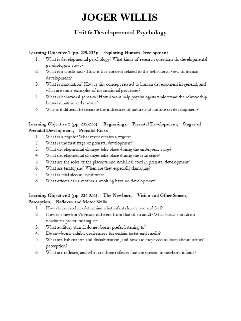 Developmental Psychology Study Guide | PDF | Cognitive Development ...