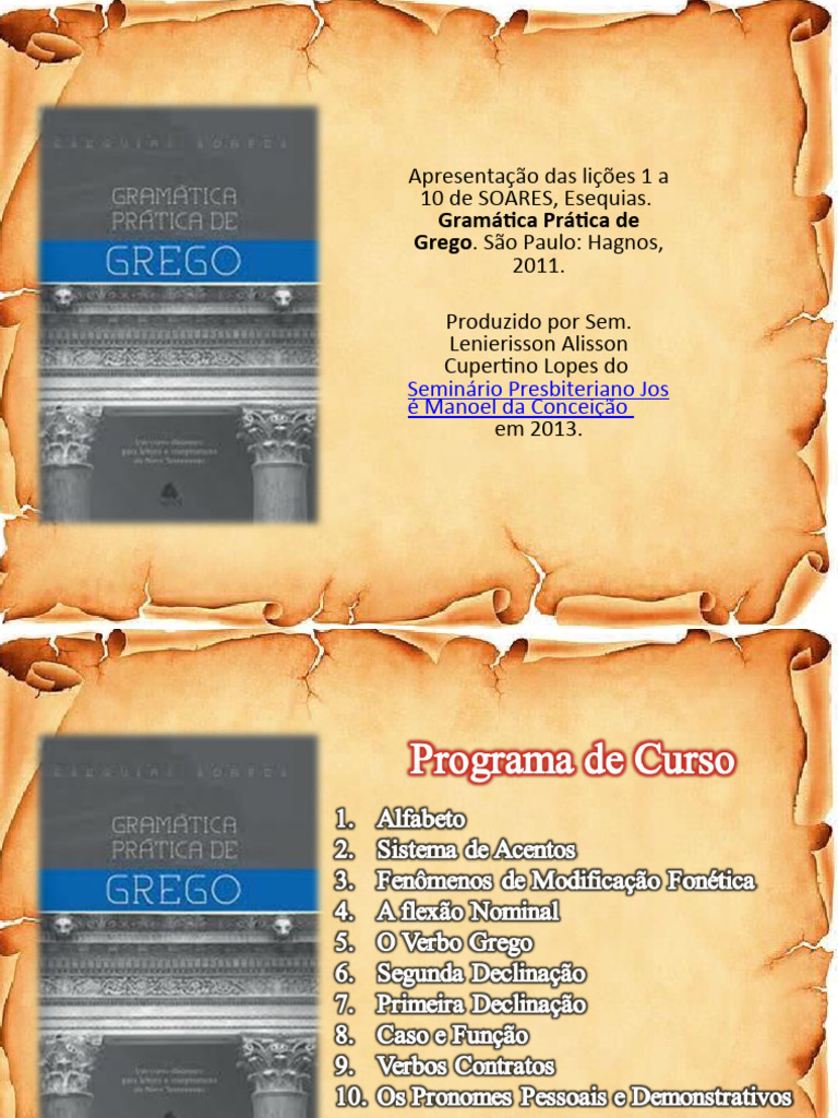 Introdução à Gramática Grega | PDF | Estresse (Linguística) | Sílaba