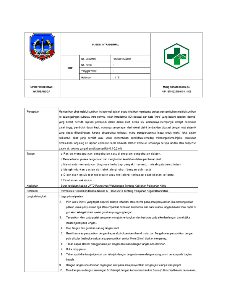 Sop Injeksi Intradermal-2 | PDF