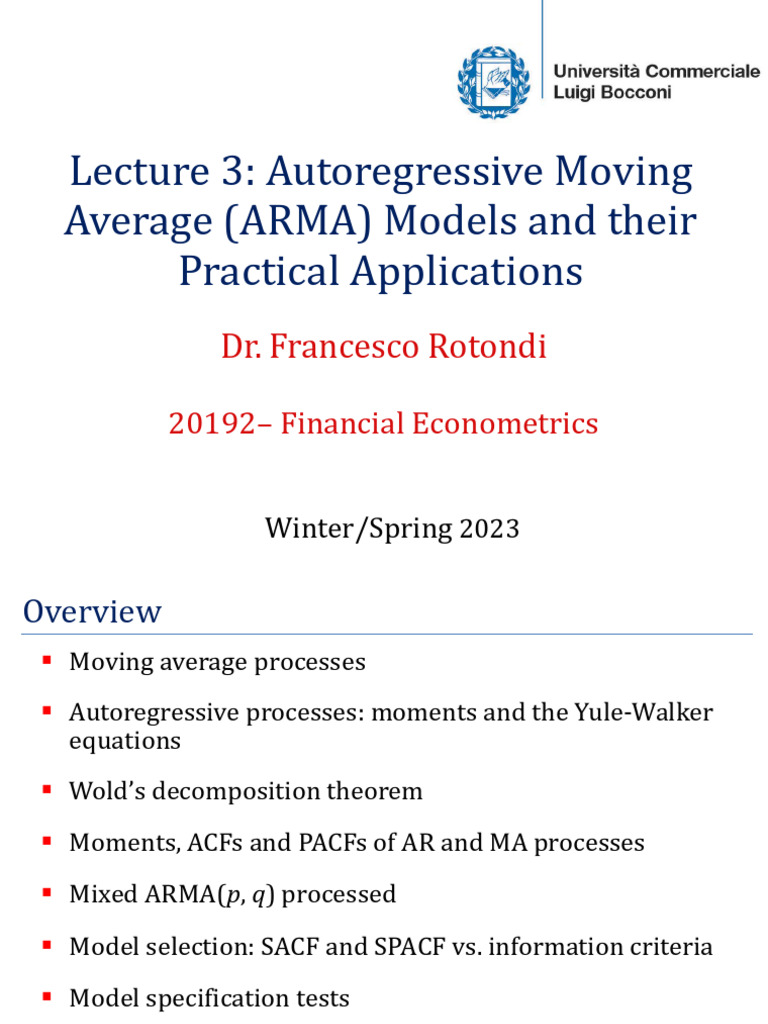Lecture 3 | PDF | Autoregressive Model | Stationary Process