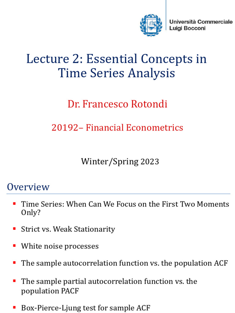 Lecture 2 | PDF | Stationary Process | Autoregressive Model