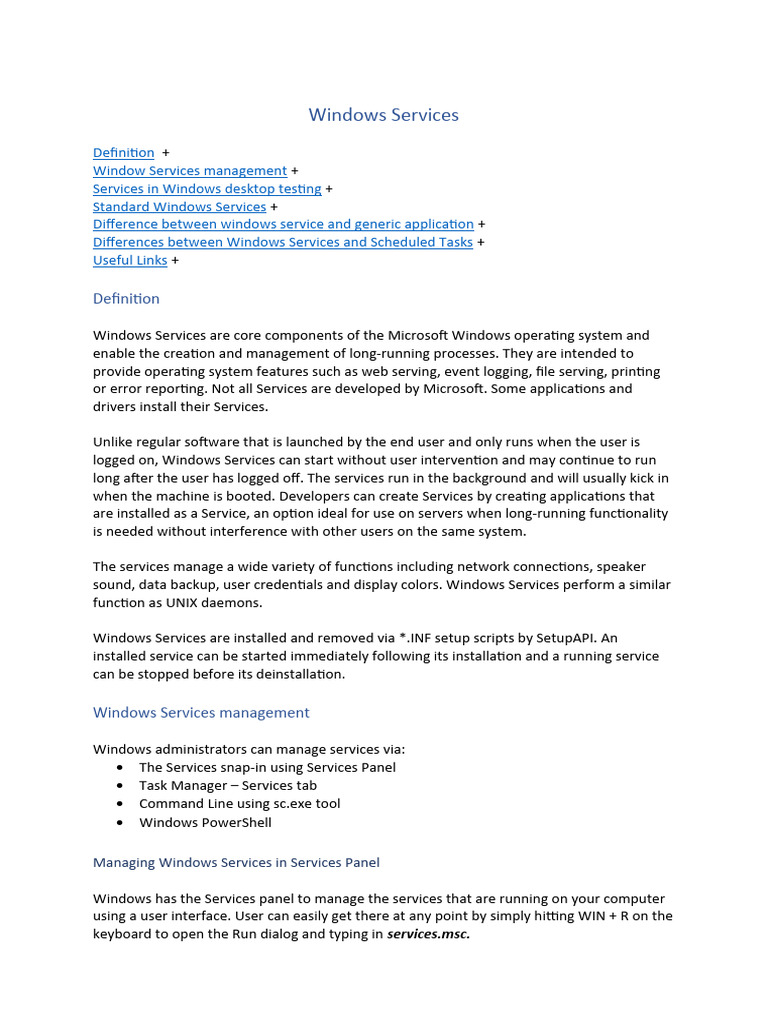 Windows Services | PDF | Command Line Interface | Operating System