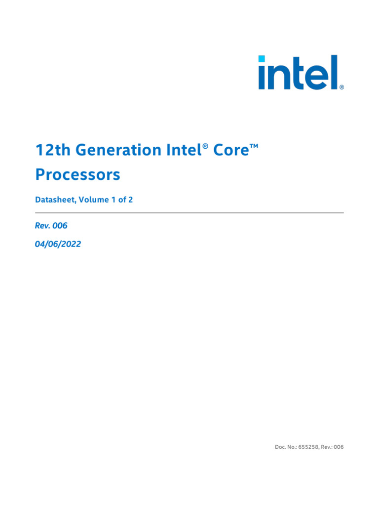 12th Generation Intel® Core™ Processors Datasheet, Volume 1 of 2 | PDF | Shader | Virtual Machine