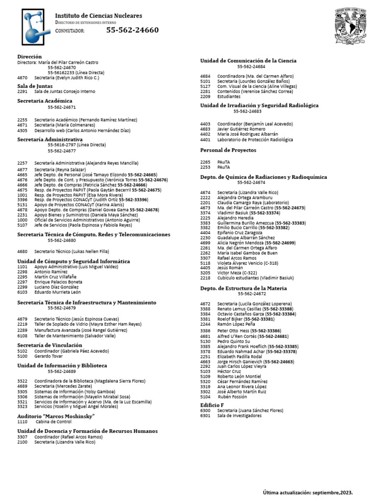 Directorio de Extensiones del ICN UNAM | PDF | Naturaleza | Ciencias ...