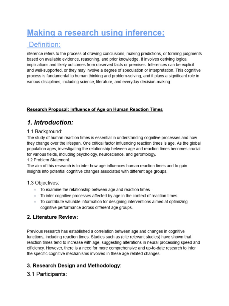 A Short Proposal For A Research Using Inference | PDF | Mental ...