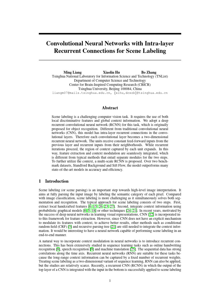 5634 Convolutional Neural Networks With Intra Layer Recurrent Connections For Scene Labeling ...