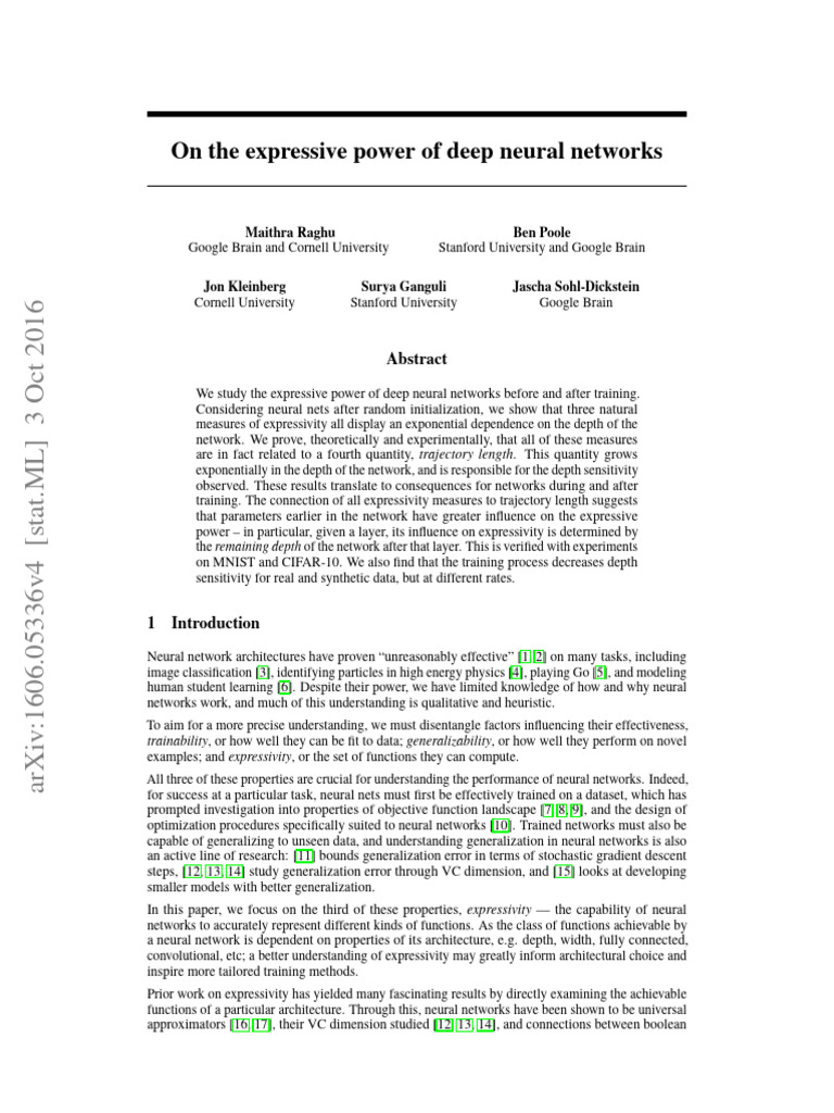 On The Expressive Power of Deep Neural Networks 1606.05336v4 | PDF | Artificial Neural Network ...