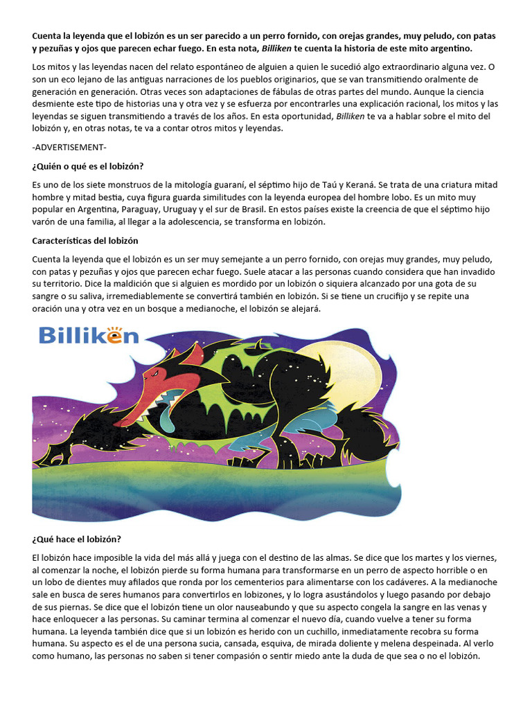 Cuenta La Leyenda Que El Lobizón Es Un Ser Parecido A Un Perro Fornido ...