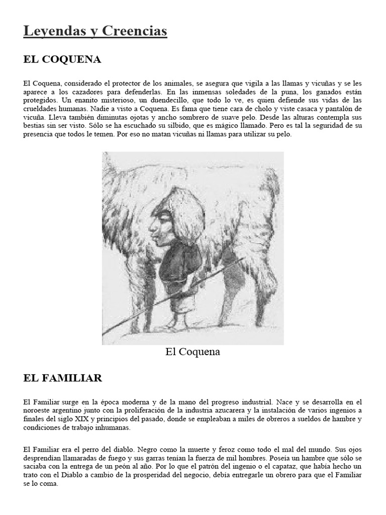 Leyenda del Coquena: Protector de Animales | PDF